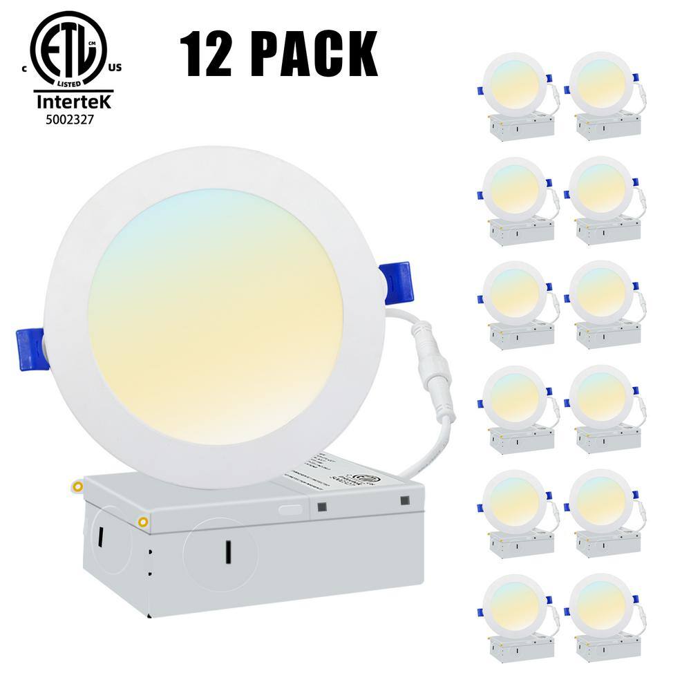 WYZM 5/6 in LED Recessed Ceiling Light Adjustable CCT Canless Dimmable ...