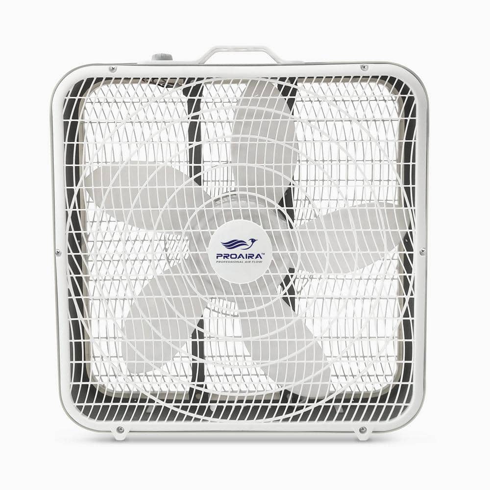 PROAIRA 20 in Box Fan in White with 3 Speed Control and Carry Handle ...