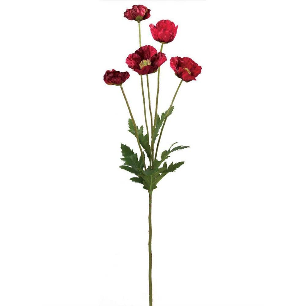 SULLIVANS 21 in. Artificial Red Mini Poppy Stem GA1050 RE - The Home Depot
