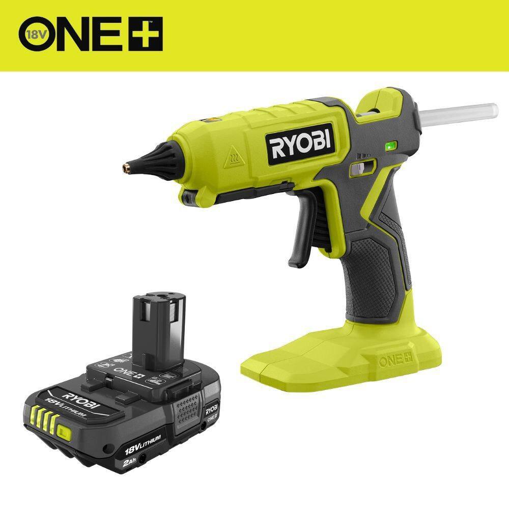 RYOBI ONE+ 18V Cordless Dual Temperature Glue Gun with ONE+ 18V 2.0 Ah ...