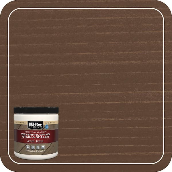BEHR PREMIUM 8 oz. #ST-201 English Brown Semi-Transparent Waterproofing ...