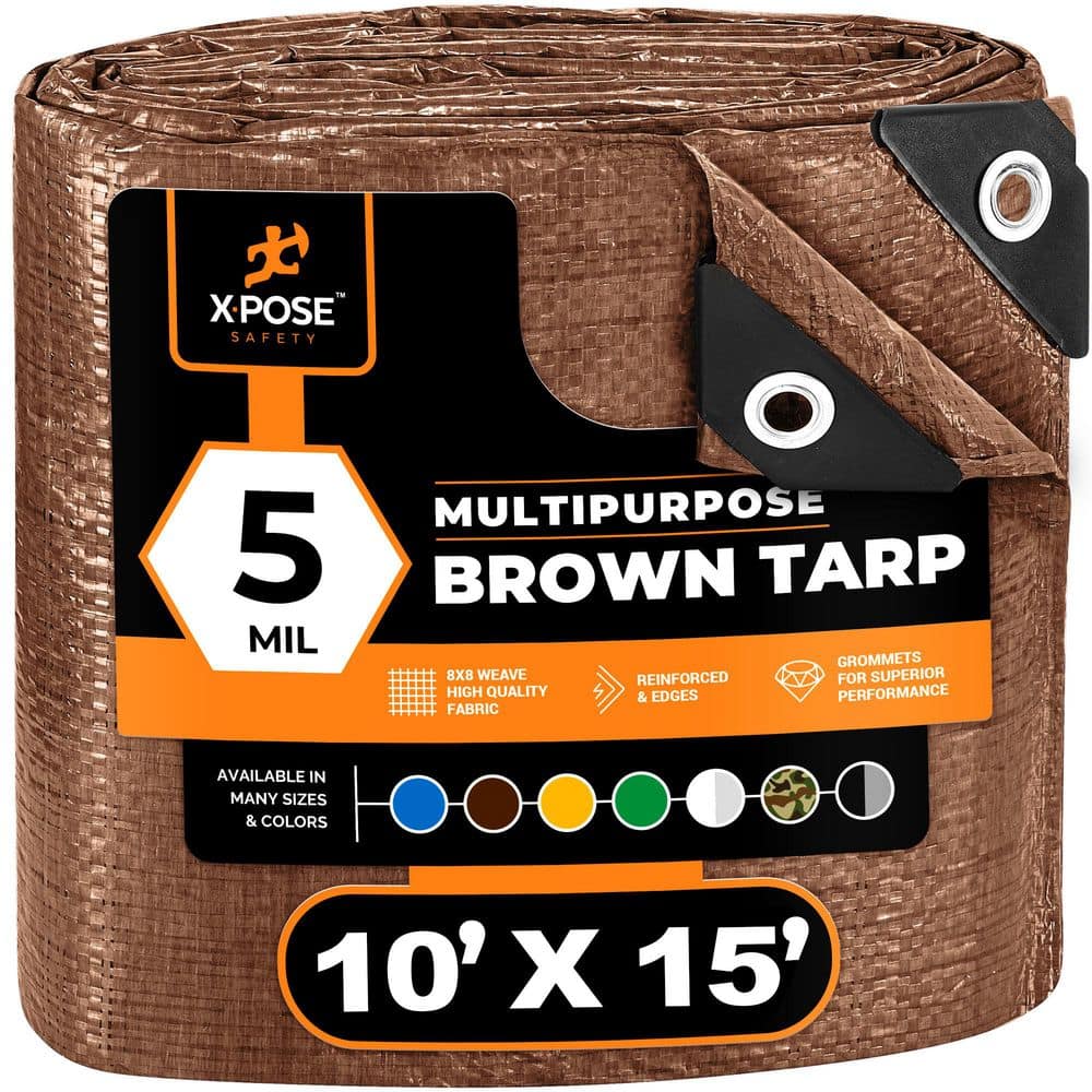 XPOSE SAFETY 5 mil 10 ft. W x 15 ft. L Better Brown General purpose Tarp BRT-1015-X - The Home Depot