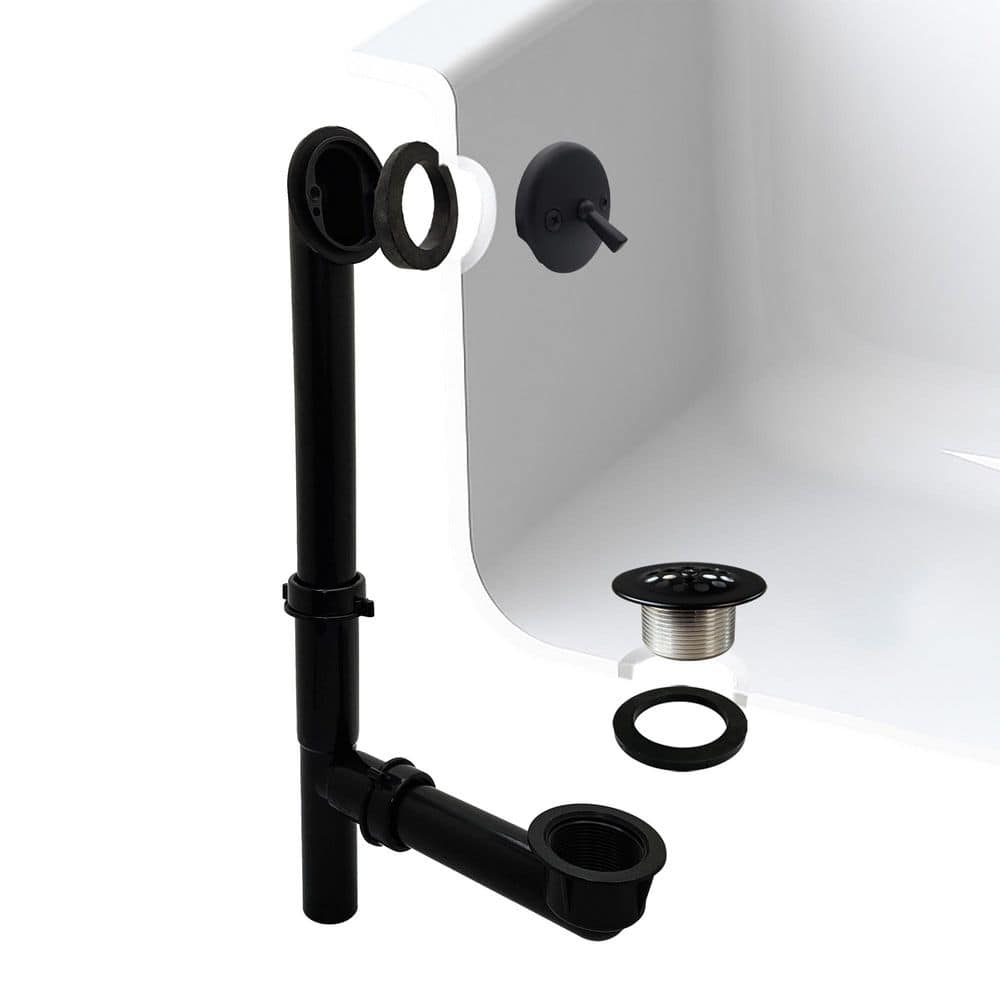 Westbrass 1-1/2 in. x 14 in. Black Poly Bath Waste & Overflow with Trip ...