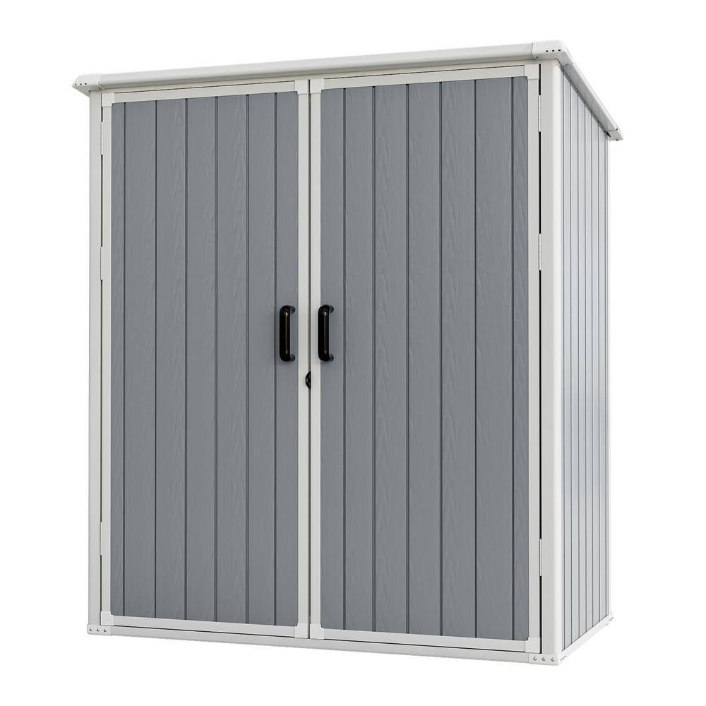 Sizzim 5 ft. W x 3 ft. D Outdoor Gray Resin Storage Plastic Shed with ...