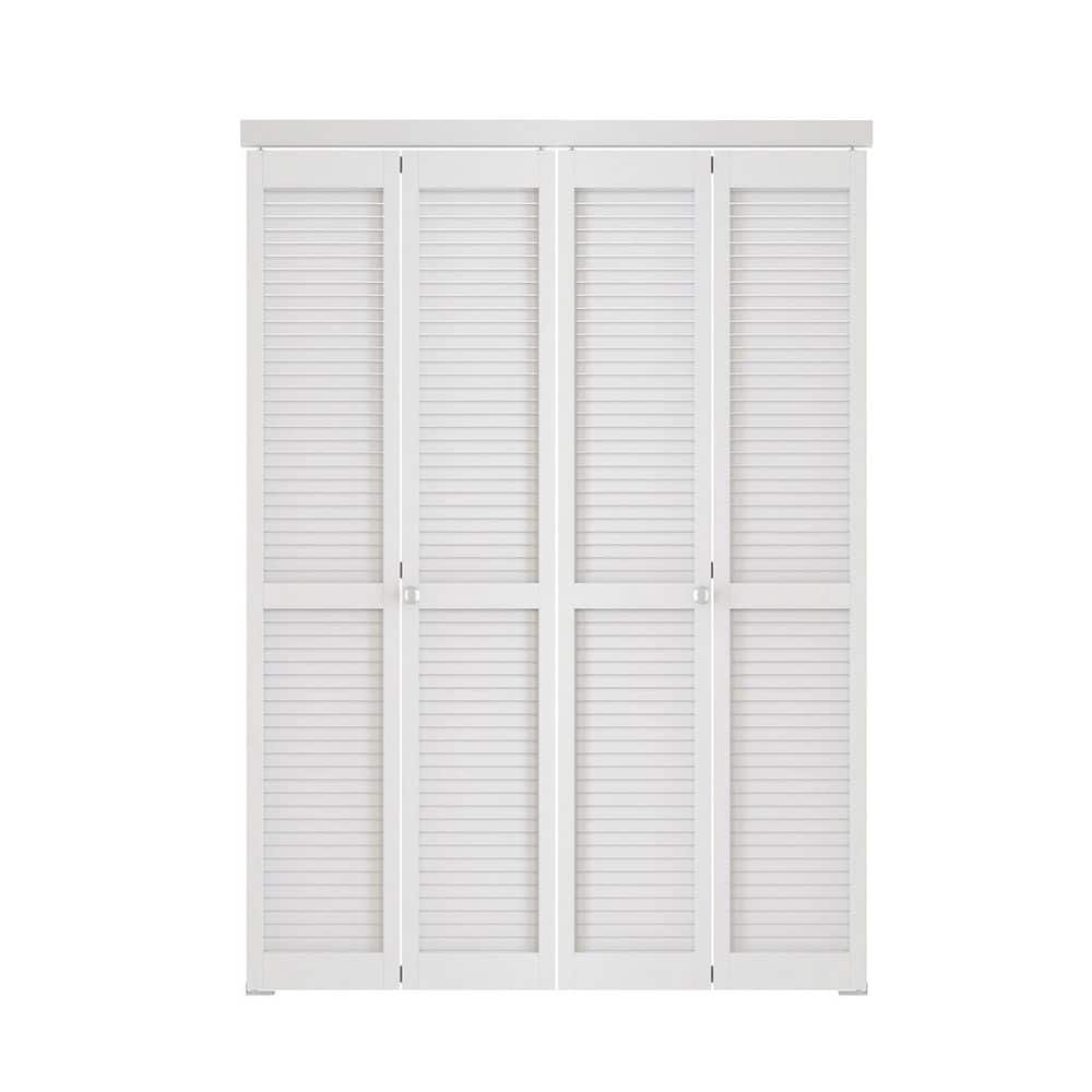TENONER 56 in. x 80 in. Louvered Panel Solid Core Composite MDF and PVC ...