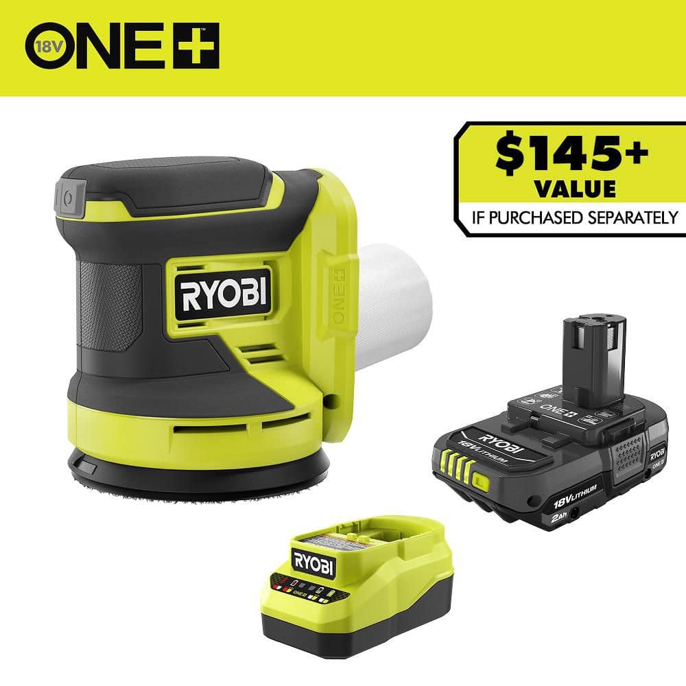 RYOBI ONE+ 18V Cordless 5 in. Random Orbit Sander with 2.0 Ah Battery ...