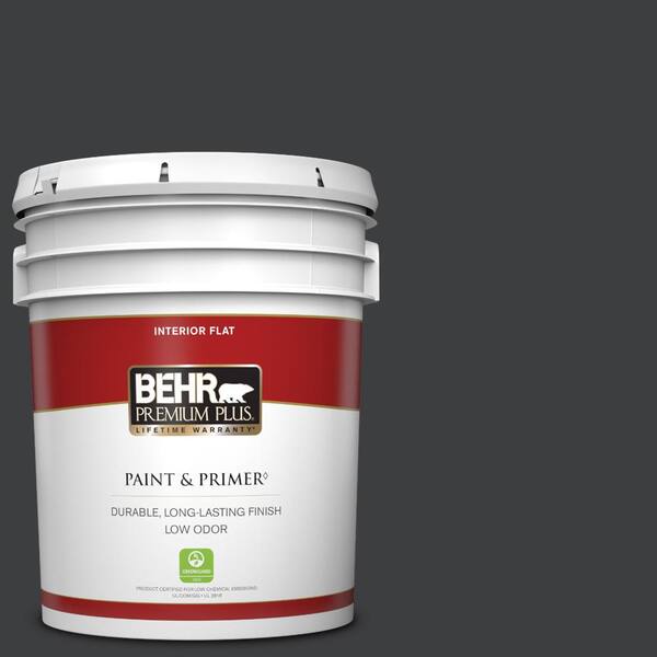 BEHR PREMIUM PLUS 5 gal. #ECC-25-3 Obsidian Stone Flat Low Odor ...