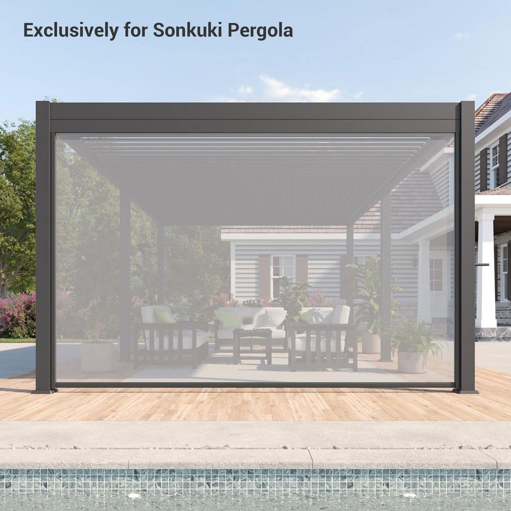 Sonkuki 12 ft. Adjustable Height Multifunctional Pull-Down Privacy Screen for Pergola ...