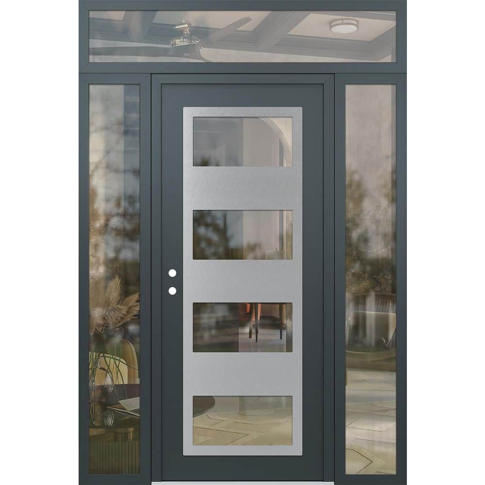 Tessari Doors C2 60 in. x 96 in. Silver P Right-Hand/Inswing Clear ...