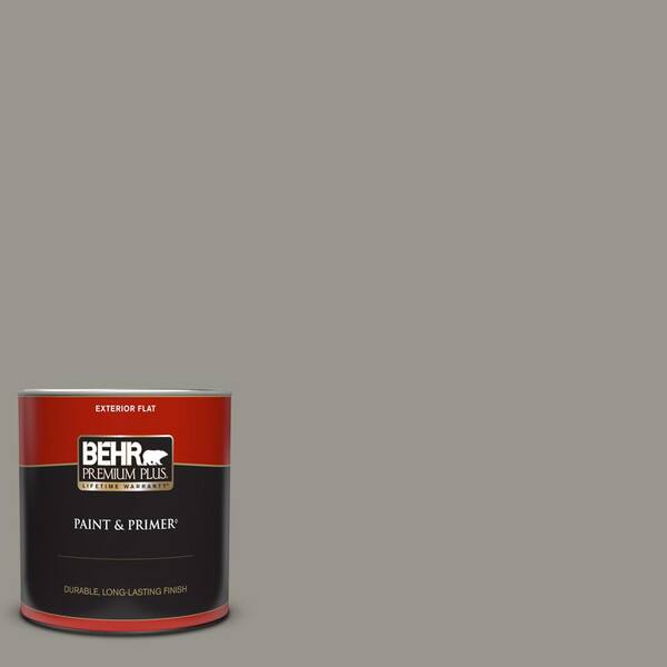 BEHR PREMIUM PLUS 1 qt. #N360-4 Battleship Gray Flat Exterior Paint ...