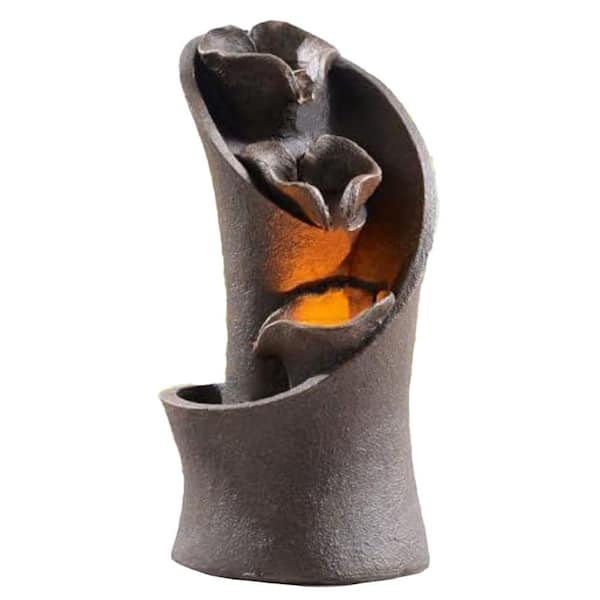 Afoxsos 11 in. Electric Resin Tabletop Waterfall Fountain with LED ...