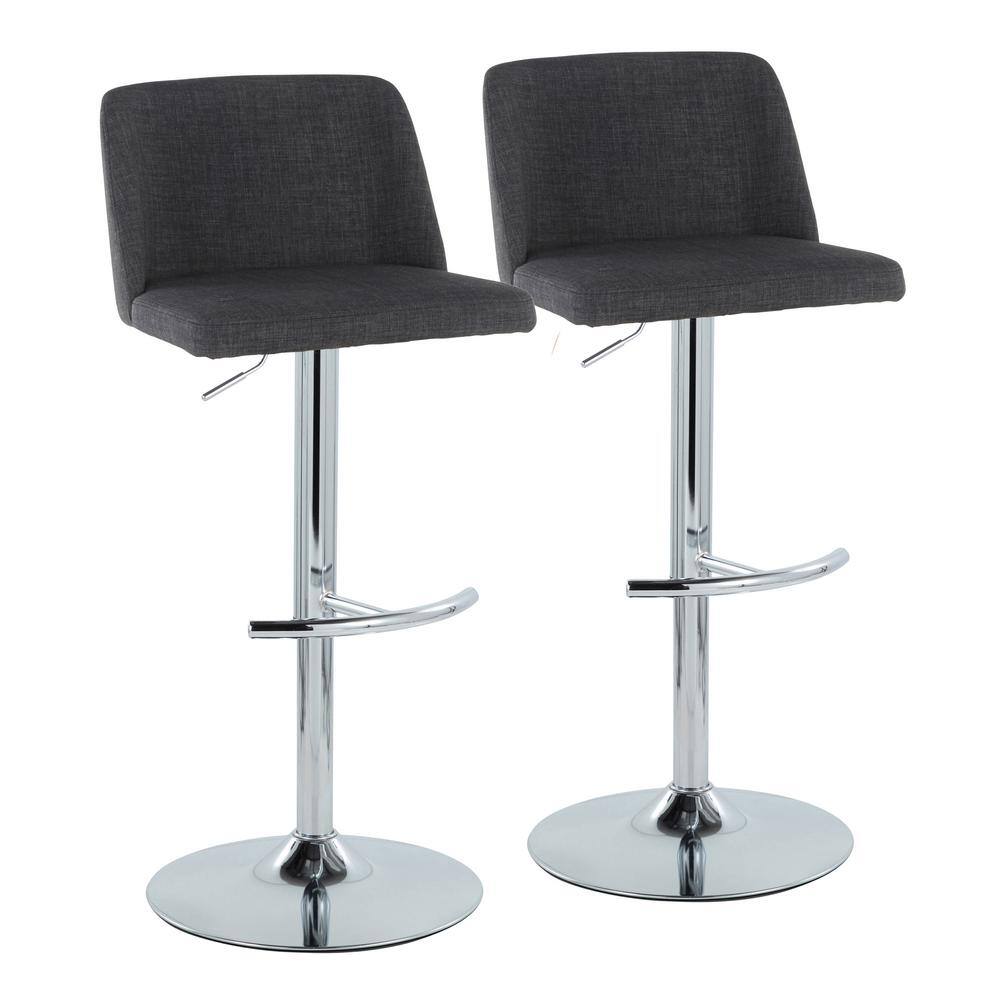 Lumisource Toriano 33 in. Charcoal Fabric and Chrome Metal Adjustable ...
