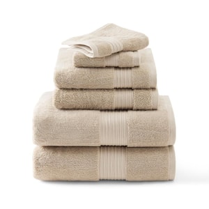 TOWN & COUNTRY LIVING Solid Dobby Border Cotton Blush 6-Piece Bath Set ...