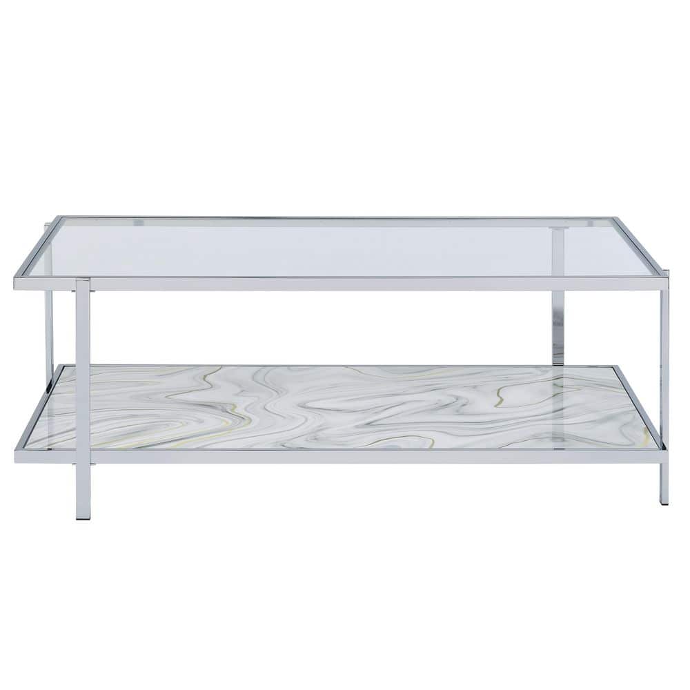 Steve Silver Mika 49 in. Silver Rectangle Glass Coffee Table and 2 End ...