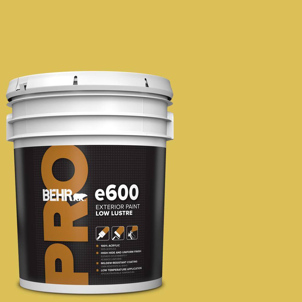 BEHR PRO 5 gal. #P320-6 Sulfur Yellow Low Luster Exterior Paint PR62305 ...