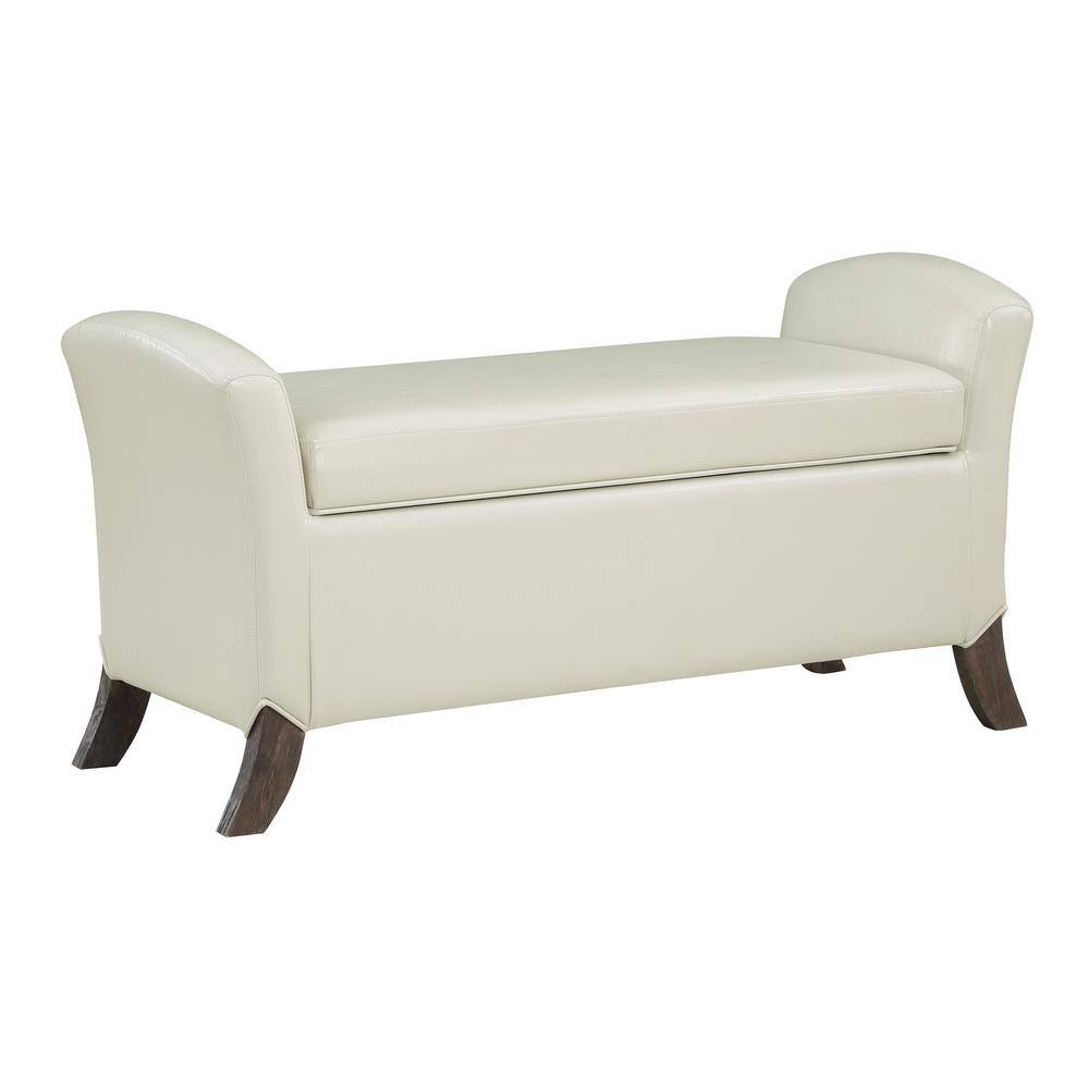 OSP Home Furnishings Cream 48 in. W x 19.25 in. D x 24.25 in. H Faux ...