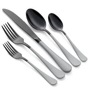 20-Piece Stainless Steel Serving Set Grass Green Handle 18/0 Cutlery ...