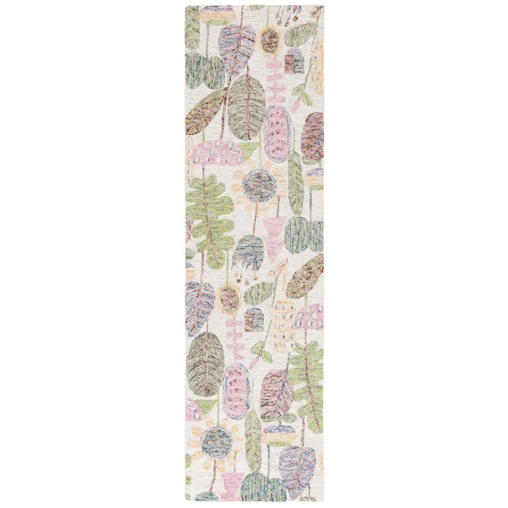 SAFAVIEH Jardin 2 ft. x 8 ft. Beige/Blue Abstract Garden Runner Rug ...