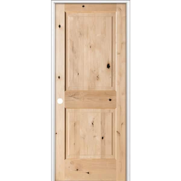 Krosswood Doors 32 in. x 80 in. Rustic Knotty Alder 2-Panel Square Top ...