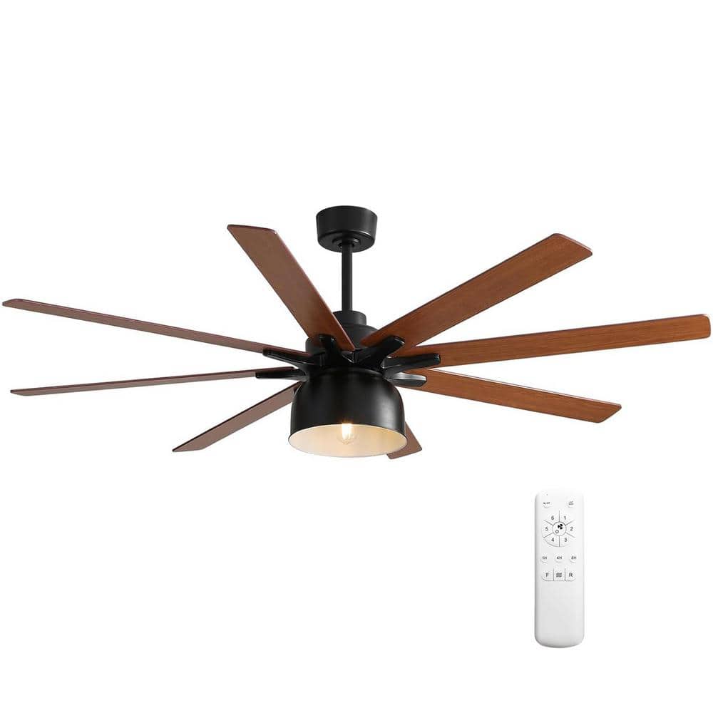 Sofucor 52 in. Indoor Farmhouse Black Ceiling Fan with Dual-Finish 8 ...