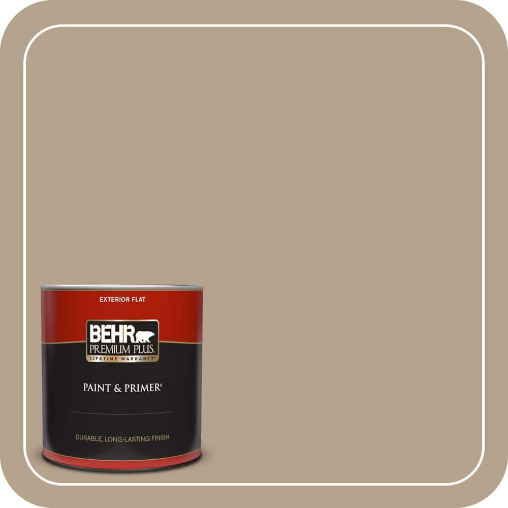 BEHR PREMIUM PLUS 1 qt. #ECC-53-2 Wild Rye Flat Exterior Paint & Primer ...