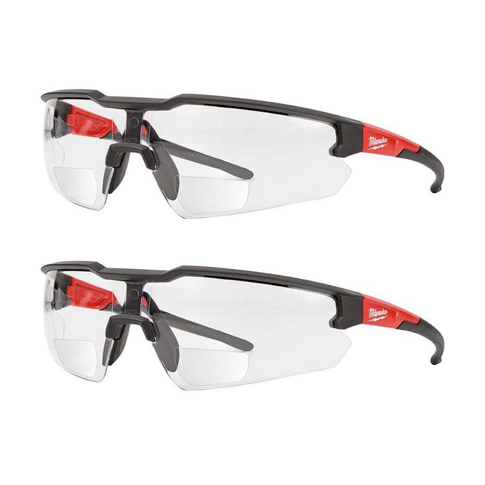 Milwaukee Clear +1.50 Bifocal Safety Glasses Magnified Anti-Scratch ...