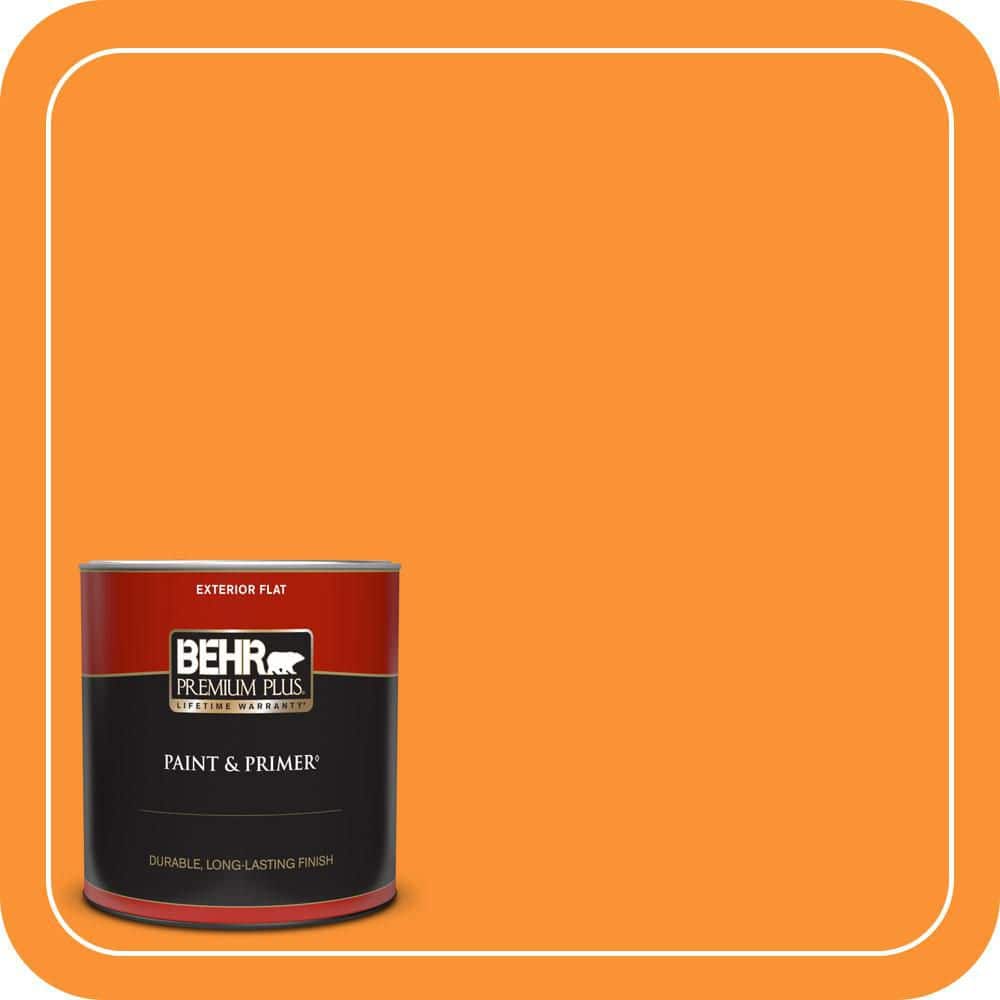 BEHR PREMIUM PLUS 1 qt. #P240-7 Joyful Orange Flat Exterior Paint ...
