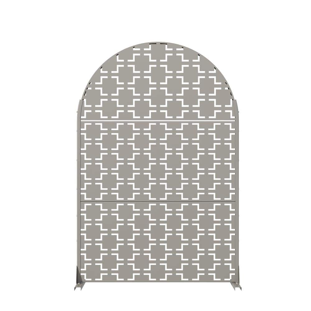 PexFix 72 in. x 47 in. Gray Metal Garden Fence Arch Privacy Screen ...