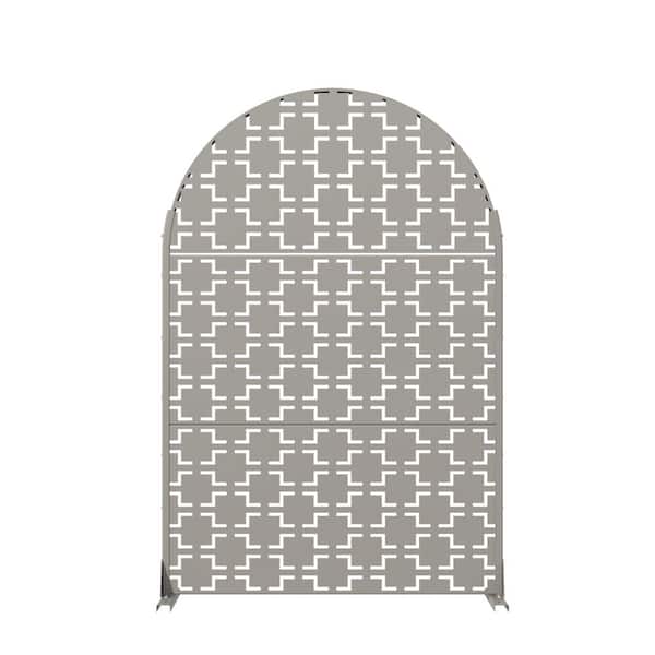 PexFix 72 in. x 47 in. Gray Metal Garden Fence Arch Privacy Screen ...