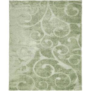 Unique Loom Floral Shag Carved Green 9' 0 x 12' 0 Area Rug 3133082