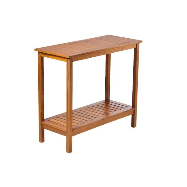 42 in. W Light Brown Wood Rectangular Console Table, Outdoor Side Table ...