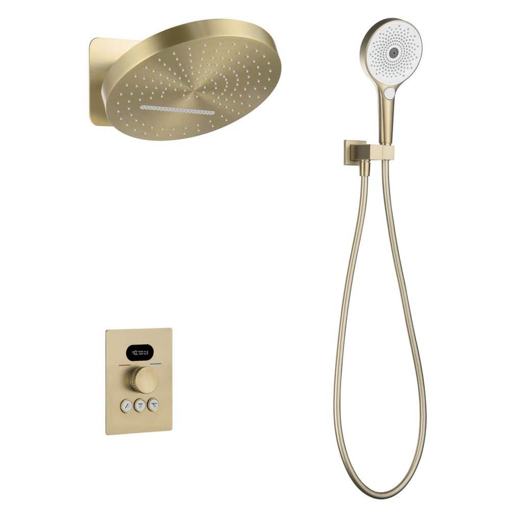 Satico 3-Spray 12.6 in. Wall Mount Dual Fixed and Handheld Shower Head ...