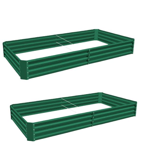 OGETFUUR 2-Piece Green Metal Raised Planter Boxes for Vegetables Fruits ...