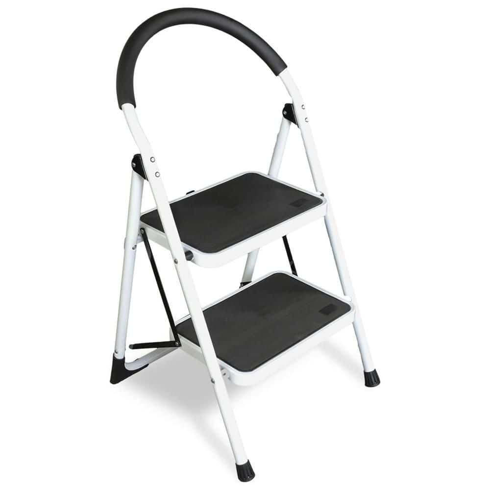 Justincity Folding Lightweight 2 Step Ladder with Wide Anti-Slip Pedal ...