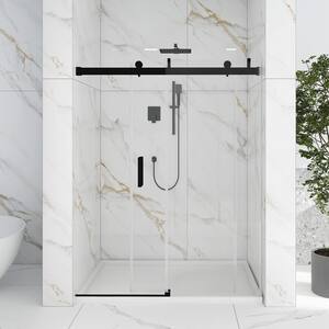55 in. W x 74 in. H Sliding Framed Shower Door in Chrome Finish with ...