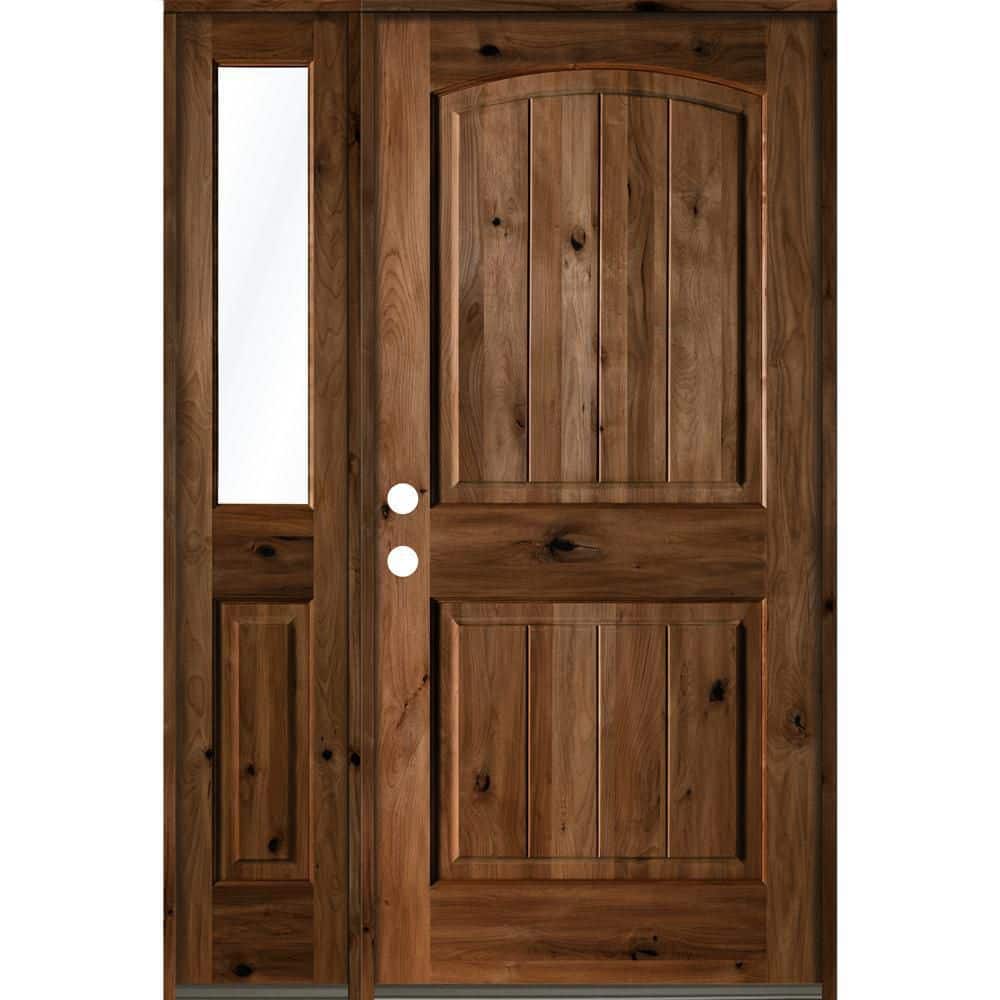 Krosswood Doors 44 in. x 80 in. Rustic Knotty Alder Right-Hand/Inswing ...