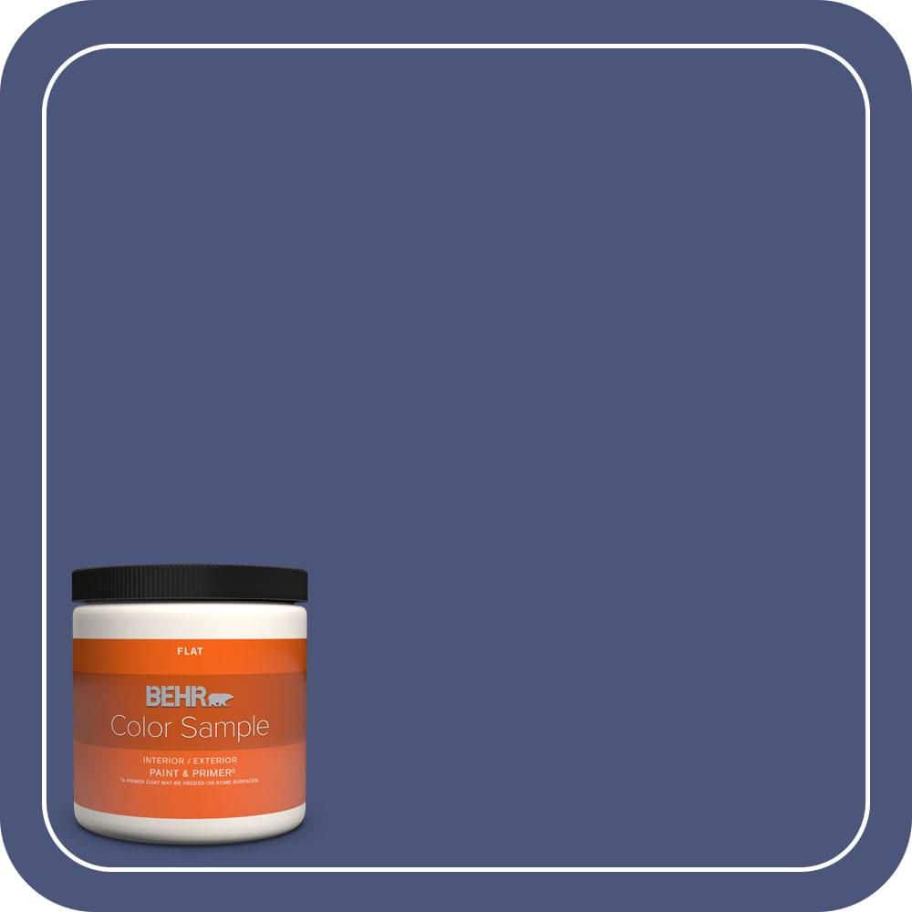 BEHR PREMIUM PLUS 8 oz. #620D-7 Deep Indigo Flat Interior/Exterior ...