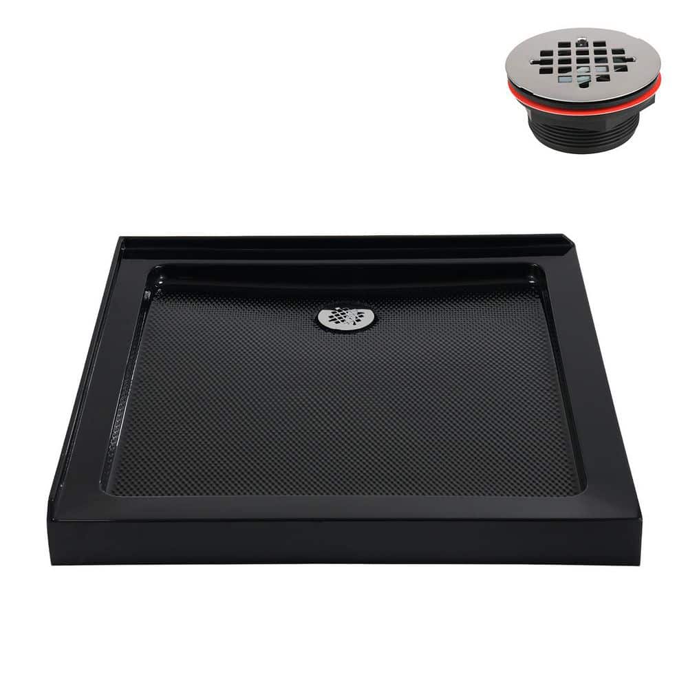 Streamline NT-2548-322-BL 32 in. x 32 in. Corner Acrylic Shower Pan Base in Glossy Black with ...