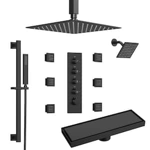 EVERSTEIN 13-Spray Patterns 16 and 6 in. Ceiling Mount Dual Shower Head and Handheld with ...