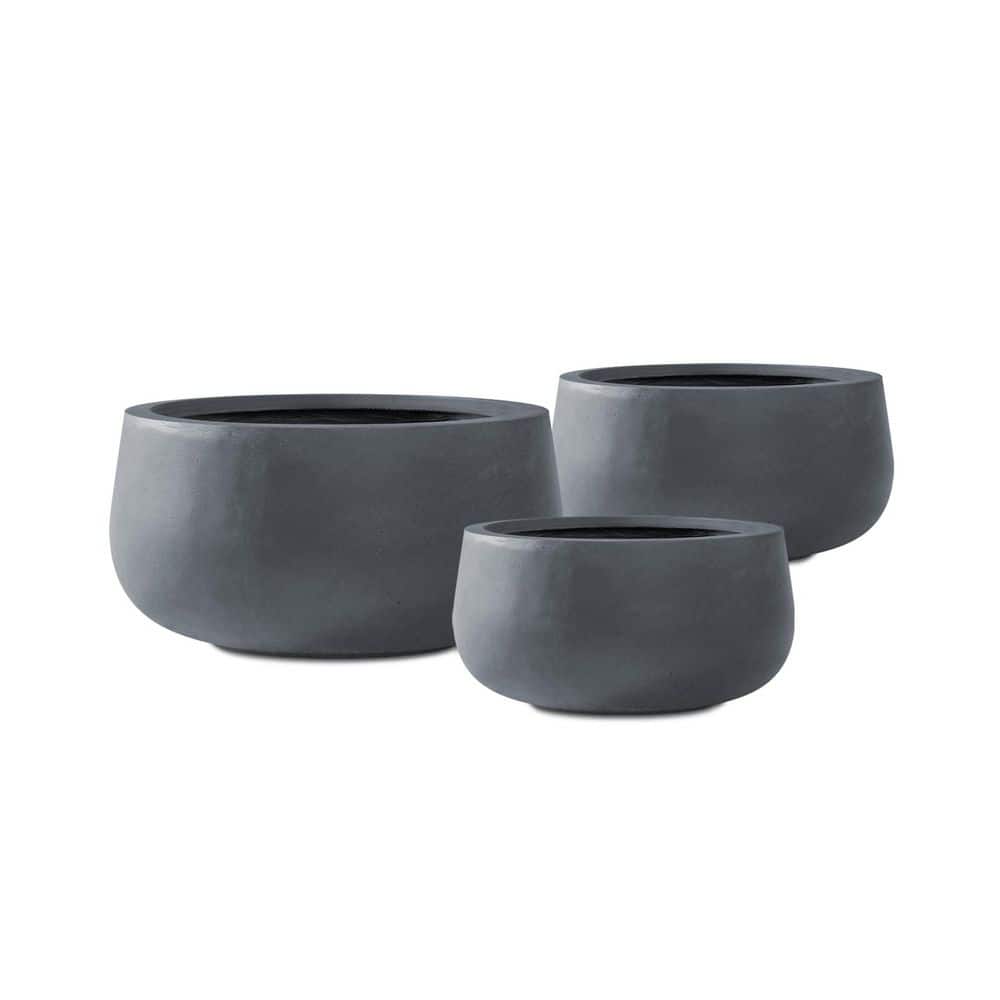 KANTE 19.6 in. 15.7 in. 11.8 in. Concrete Planters Set of 3, Indoor ...