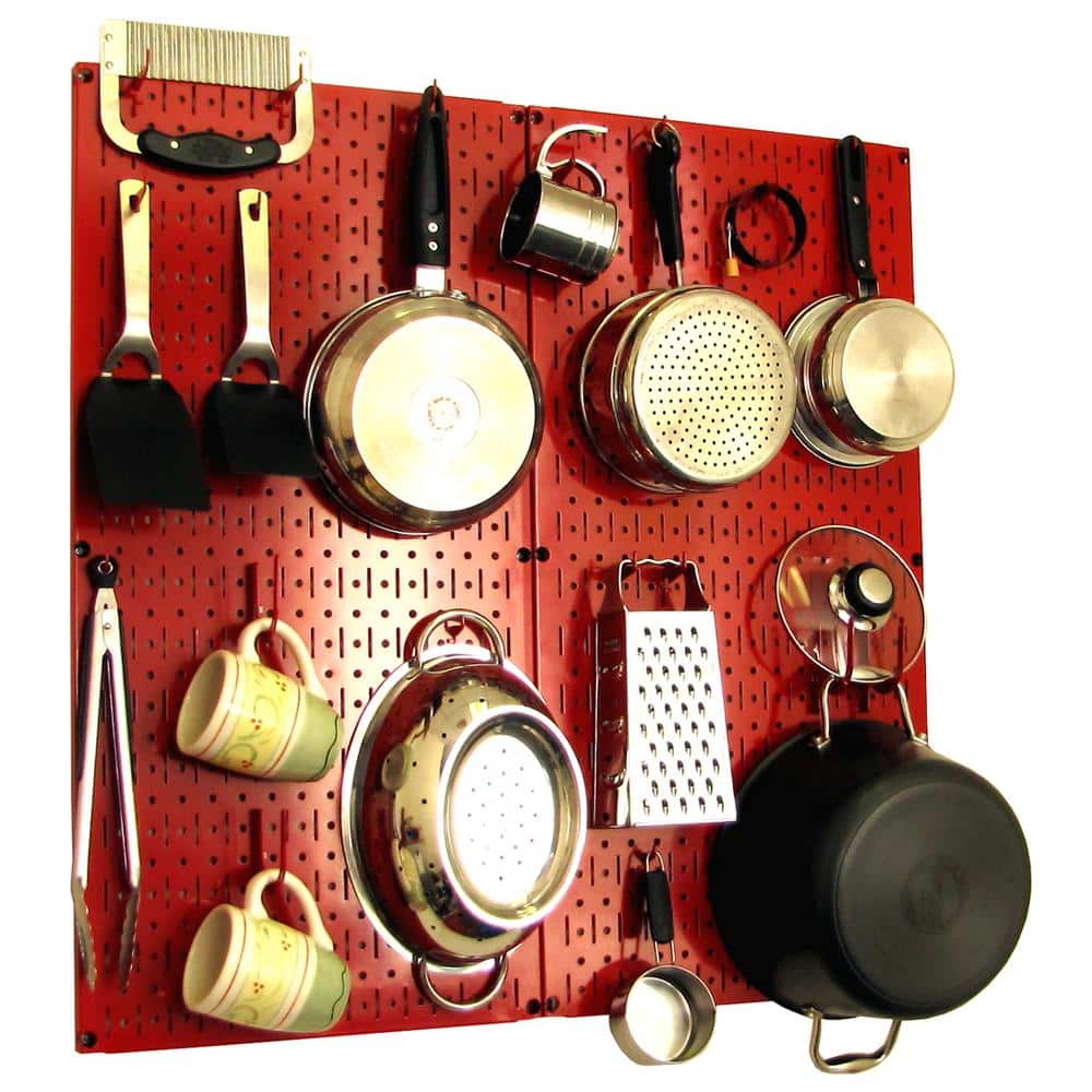 Wall Control Kitchen Pegboard 32 in. x 32 in. Metal Peg Board Pantry ...