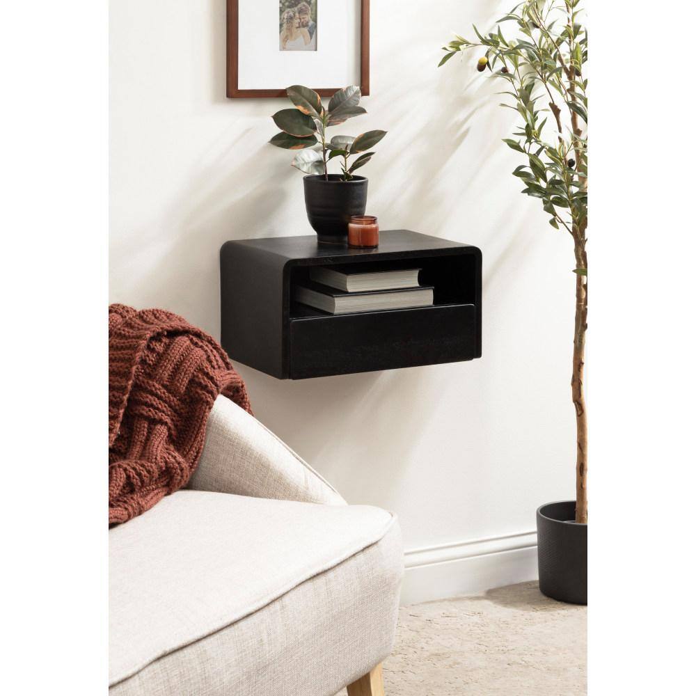 Kate and Laurel Kato 18 in. Black Rectangle Solid Wood End Table 227729 ...