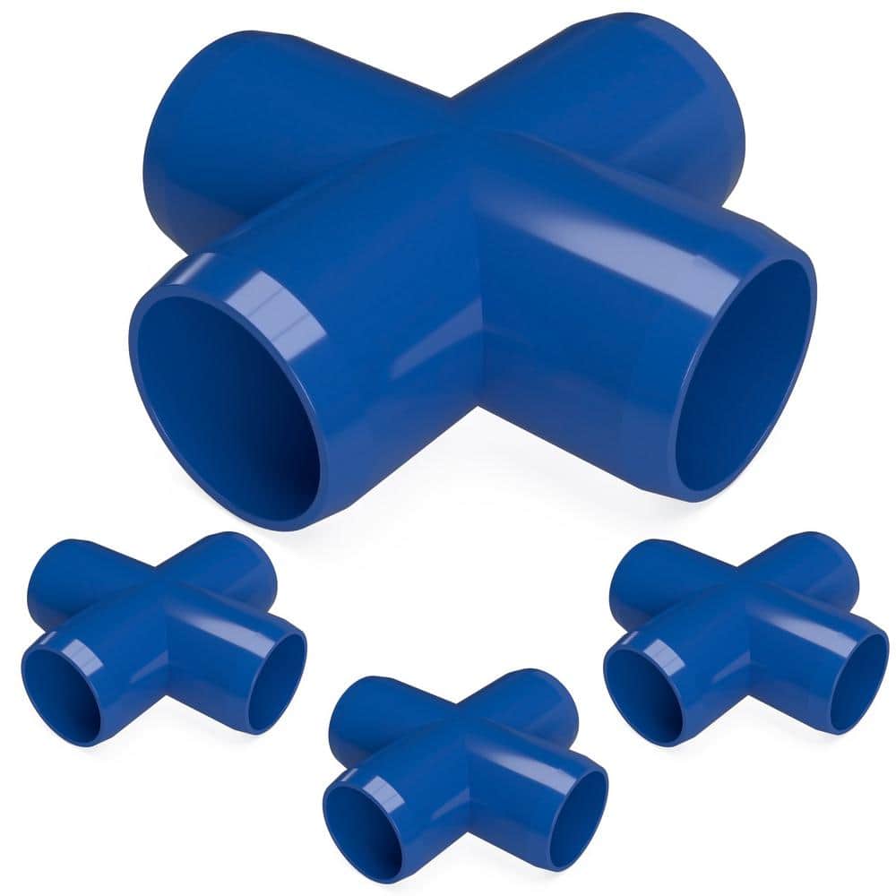 Formufit 1 in. Furniture Grade PVC Cross in Blue (4-Pack) F001CRX-BL-4 ...