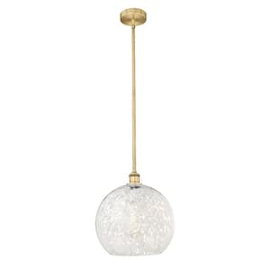 Innovations White Mouchette 100-Watt 1-Light Brushed Brass Shaded Mini ...