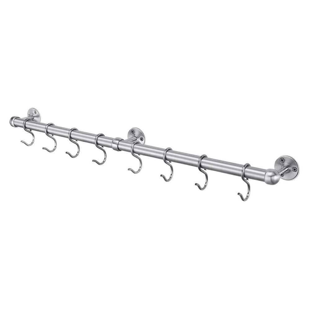 Wudkey 23 in. Brushed Stainless Steel Wall Mounted Hanging Pot Rack for ...