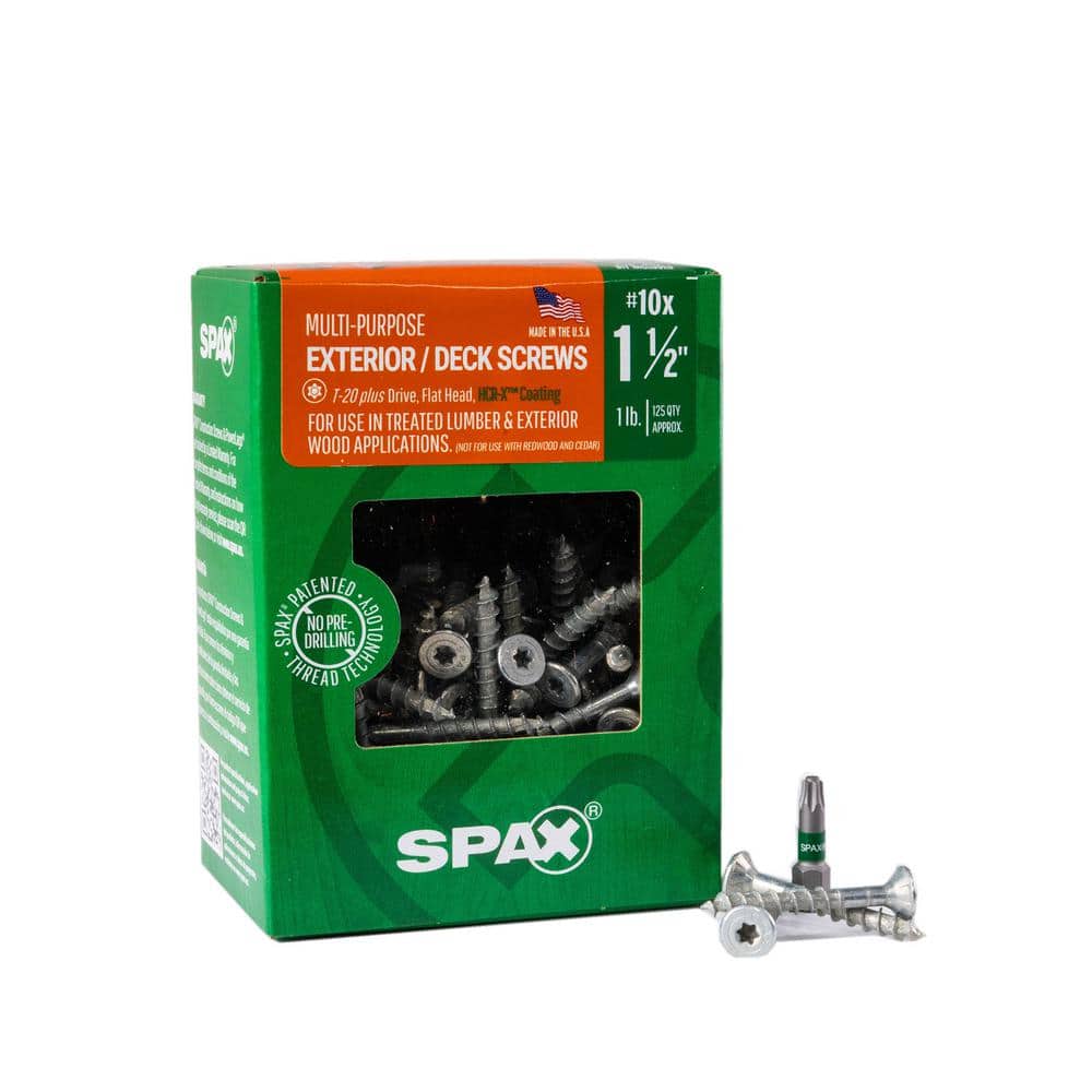 SPAX #10 x 1-1/2 in. Exterior Flat Head Deck Wood Screws Construction ...