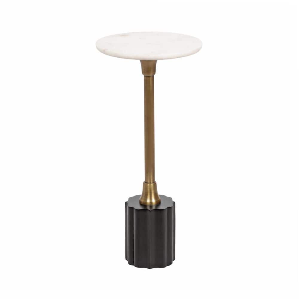 Kate and Laurel Nisha 10 in. Gold/Black Round Marble End Table 230604 ...