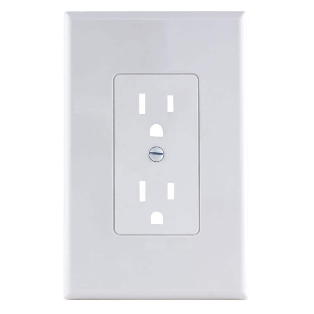 Commercial Electric 1-Gang, White Smooth Finish Duplex Outlet, Midway ...