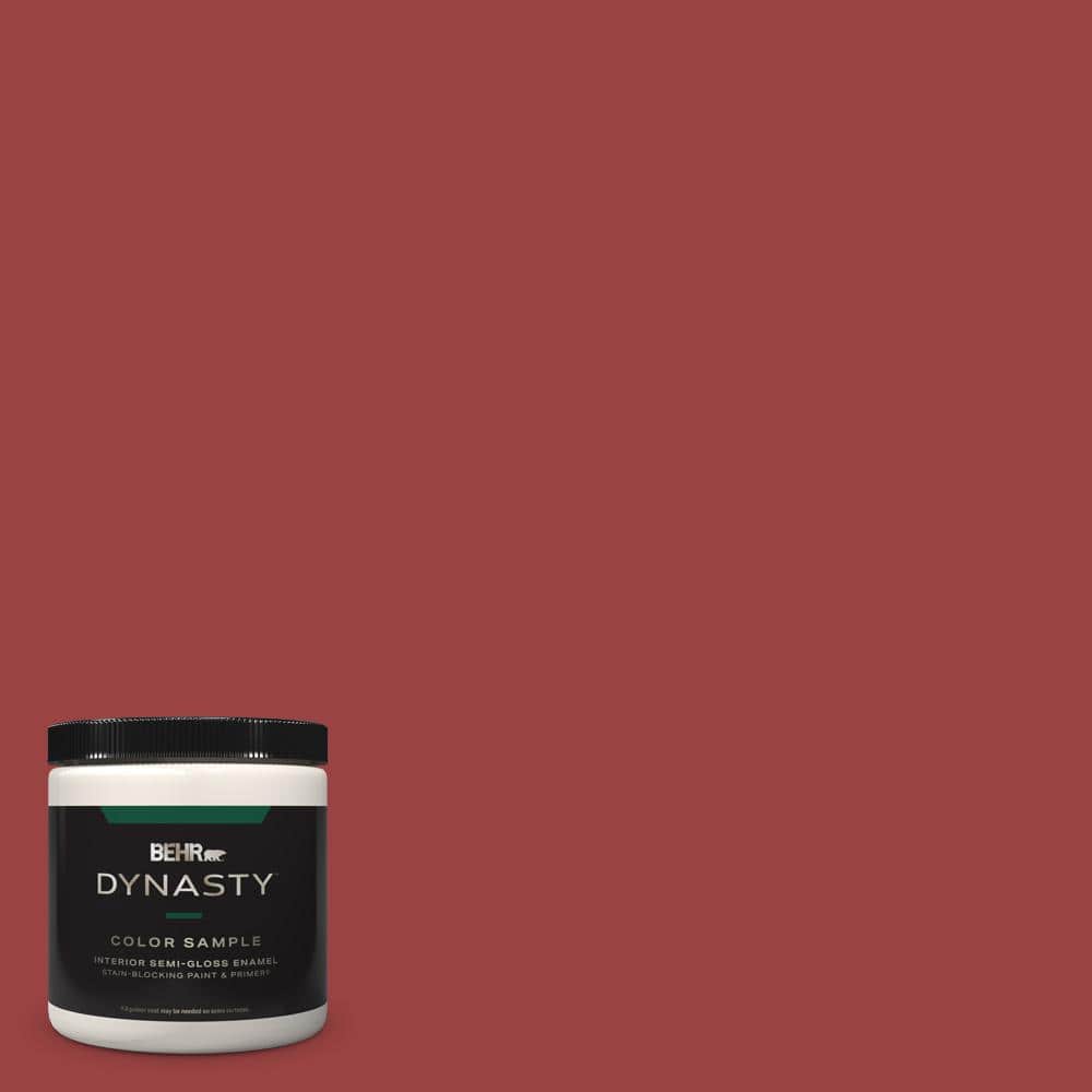 BEHR DYNASTY 8 oz. #MQ1-10 Red My Mind One-Coat Hide Semi-Gloss Enamel ...