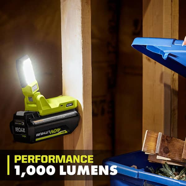 RYOBI 40V Cordless Battery Topper LED Work Light (Tool Only) RY40WL01B ...